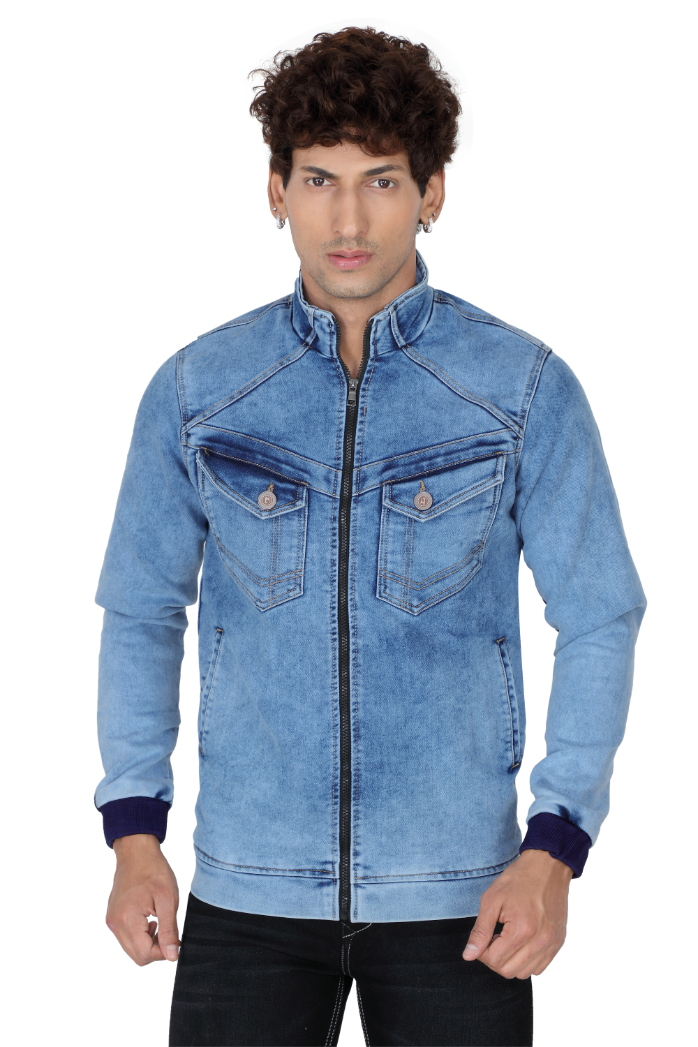 Men’s Solid Blue Indigo Denim Jacket – LP_ CREATION