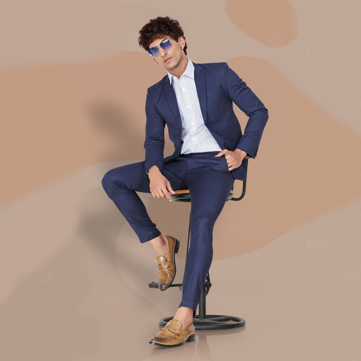 Men’s Blue Cotton Blazer | LP Creation – LP_ CREATION